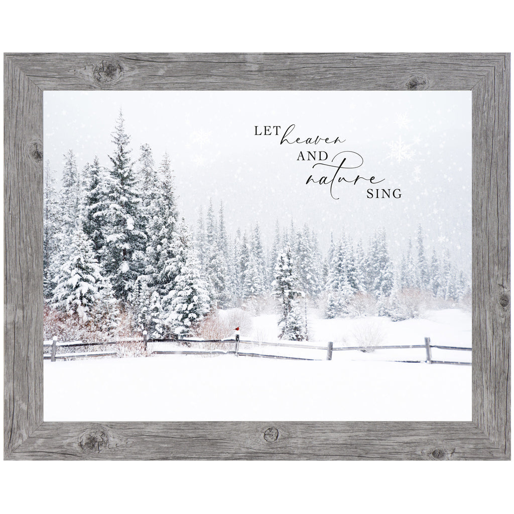 Let Heaven and Nature Sing – Framed Cardinal Fence Winter Art – Snowy ...